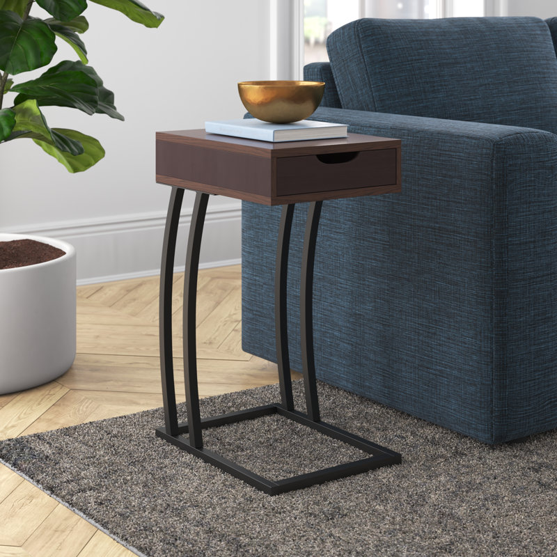 Ivy Bronx Bordiuk Cappuccino And Gunmetal Hi Tech C Table End Table Storage and Built In Outlets Wayfair